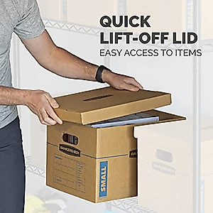 Bankers Box SmoothMove Classic Moving Boxes, Tape-Free Assembly, Easy Carry Handles, Brown, Assorted 12 Pack (7716401)