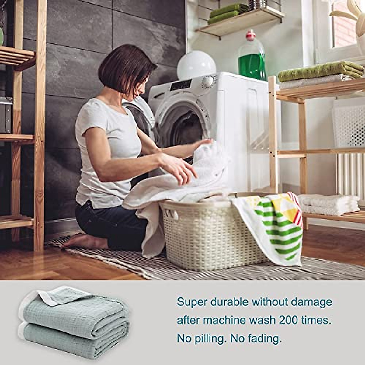 Cotton Baby Blankets Unisex Newborn 6-Layer, Super Soft Comfy Muslin Blankets, for Toddler Swaddle Nursery Bed Blanket Stroller Crib Shower Gifts 30 x 40 Inch,Sage Green