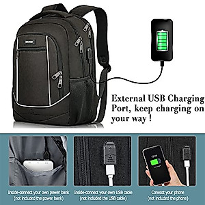 BIKROD Backpack for School College Teen Boys Laptop Travel Student ,Fit Laptop Up to 15 inch Multi Compartment with USB Charging Port Anti theft, Gift for Men Women