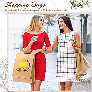 Hotop 12 Pcs State of Texas Shape Paper Gift Bags with Gold Foil Welcome Shopping Bags Kraft Paper Bags Brown Bags with Handles