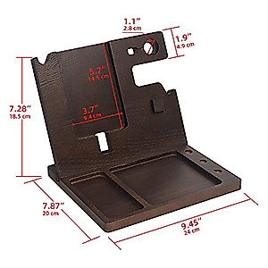 SOOMME Wood Phone Docking Station Ash Wallet Stand Watch Organizer Key Holder to Boyfriend Husband Wife Dad Birthday Nightstand Purse Father Graduation Male Travel Idea Gadgets