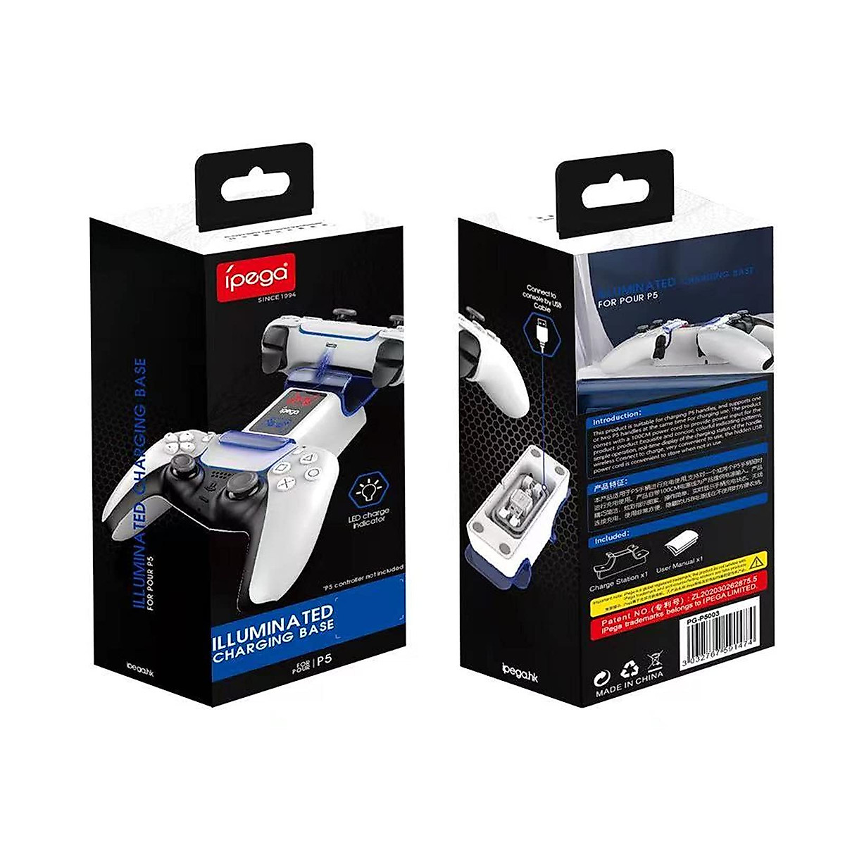 PS5 Controller Charger Station, DoinMaster PS5 Charging Station with LED Indicator, Type-C Charge Port, Anti-Slip Foot Pad, High Speed, Fast Charging Dock