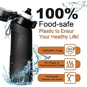 TUOZHE Sports Water Bottle, 650ml Fruit Fragrance, 7 Flavour Pods, BPA Free, 0 Sugar, 0 Calorie, Hiking, Running, Fitness, Travel, Plastic, 650ml, Reusable