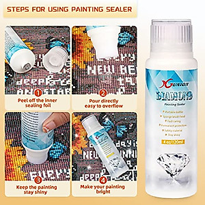 Xgunion Diamond Painting Sealer Diamond Painting Glue Sealer Permanent Hold & Shine Effect Diamond Painting Accessories Glue for 5D Diamond Painting, Jigsaw Puzzles and DIY Craft (4 OZ)