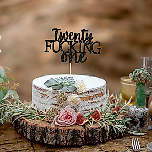 Gyufise 21st Birthday Cake Topper Twenty One Cake Decoration for 21st Birthday Legal AF Cake Decor Finally 21 Cake Topper Party Supplies Black
