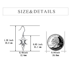 POPLYKE Triple Moon Goddess Amulet Dangle Earrings Sterling Silver Wiccan Pagan Jewelry For Women Gift