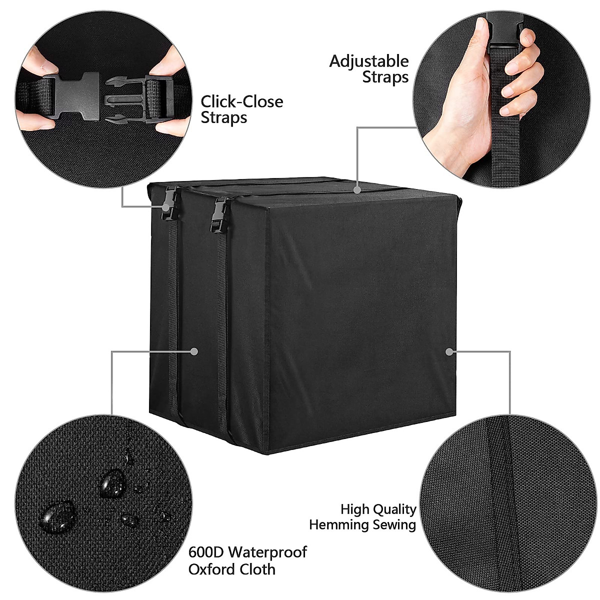 Sunolga Air Conditioner Covers for Window Units, Window Air Conditioner Cover with Water Resistant and Windproof Design - 17W x 13H x 12D Inches, Black