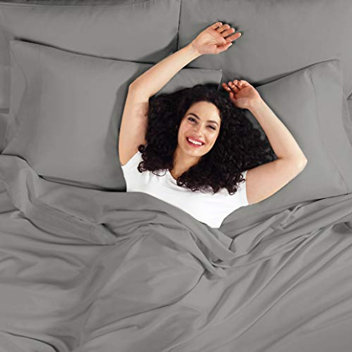 Empyrean Queen Sheets - 4 PC Super Soft Bed Sheets Queen Size - Double Brushed Microfiber Queen Size Sheets - Hotel Luxury Charcoal Grey Queen Bed Sheets Set, with 4 Corner Elastic Straps