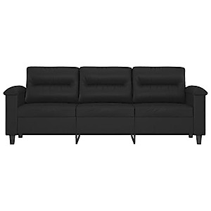 vidaXL 3-Seater Sofa Black 70.9" Faux Leather