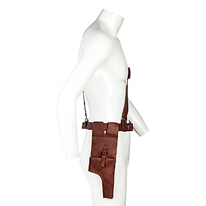 WeizhaonanCos Men Mandalorian Belt with Holster Adjustable Belt Brown Leather Halloween Cosplay Prop (Large)