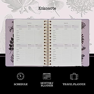 Kokonote Botanical Diary 2024 | 17 Months Diary Week To View | August 2023 - December 2024 | Mid Year Diary 2023-2024 With Stickers | Cute Stationery | Stationery Gifts