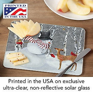 CounterArt Snow Day 3mm Heat Tolerant Tempered Glass Cutting Board 10” x 8” Manufactured in the USA Dishwasher Safe