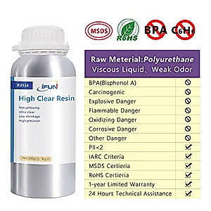 IFUN High Clear Resin 3D Printer 405nm UV-Curing Photopolymer Resin for LCD DLP 3D Printing 500G