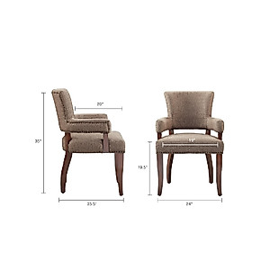 Wycian Boho Dining Chairs, Comfortable Chairs Solid Wood Brown Seat Height 19.5" Living Room Bedroom Dining Rooms Garden Seat Chair 1PC