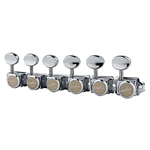 Guyker 6 Inline Vintage Guitar Lock String Tuners – Locking Tuning Key Pegs Machine Heads Replacement for ST TL Style Electric, Folk or Acoustic Guitars – Chrome
