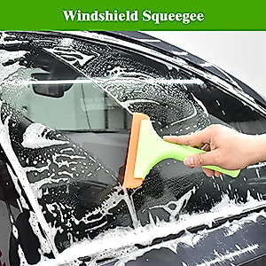 REEVAA Flexible Silicone Squeegee,Rubber Squeegee W/Non-Slip Handle Window Squeegee Small Squeegee,Auto Water Blade Window Tint Squeegee Shower Squeegee for Car Windshield, Mirror,Glass Door, Bathroom