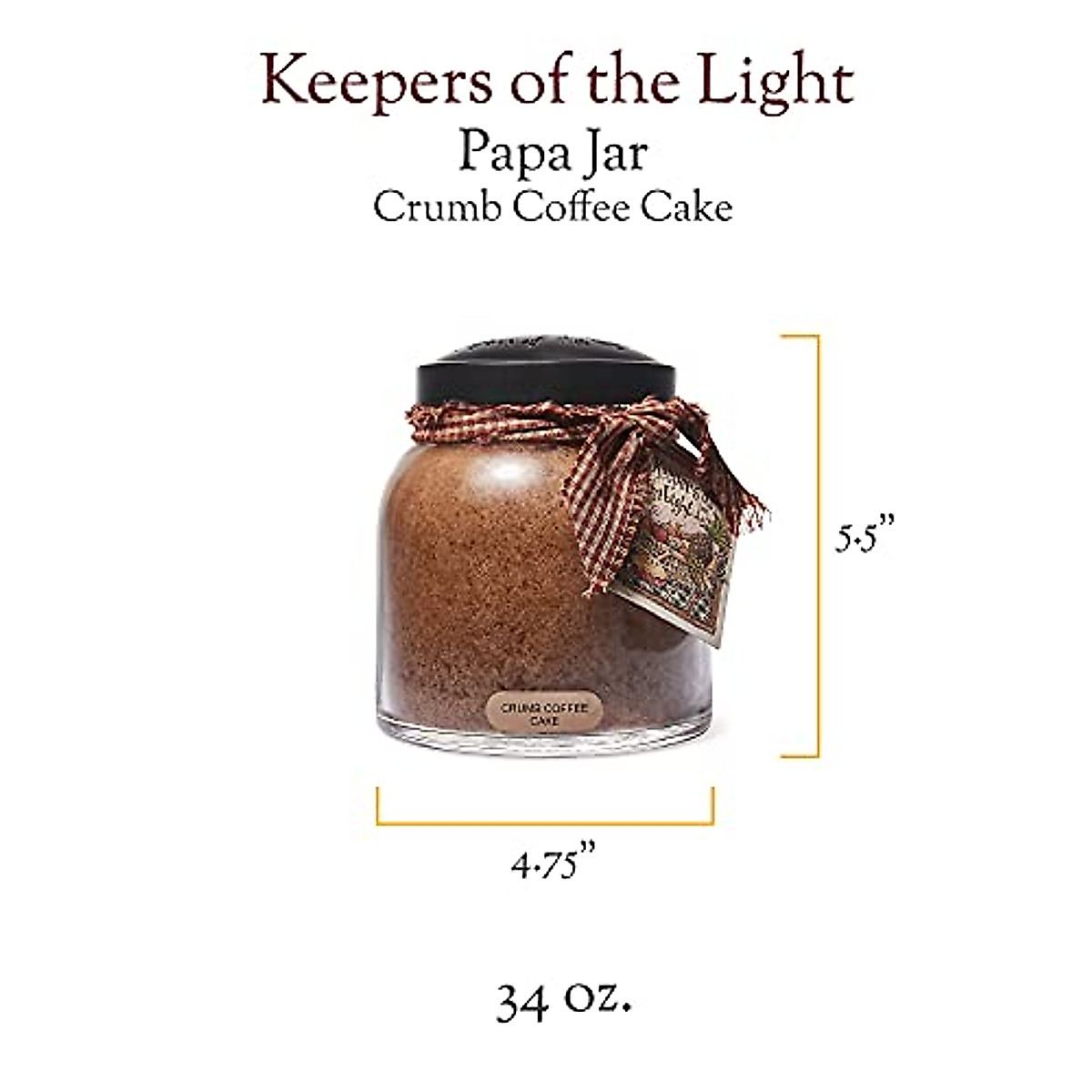 A Cheerful Giver — Crumb Coffee Cake - 34oz Papa Scented Candle Jar with Lid - Keepers of the Light - 155 Hours of Burn Time, Gift for Women, Brown