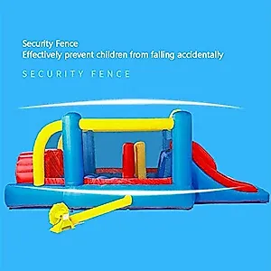 Inflatable Castle and Slide,Outdoor Large Children Trampoline Square Two-Track Slide Park Naughty Castle Toys Square Playground Colors