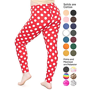 Women's Polyester Plus Size Leggings Red White Polkadot 2X
