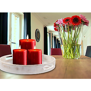 Wooden Serving Tray, Round Wood Tray with Handles, Antique White Decorative Tray for Ottoman, Kitchen/Coffee Table, Set of 2