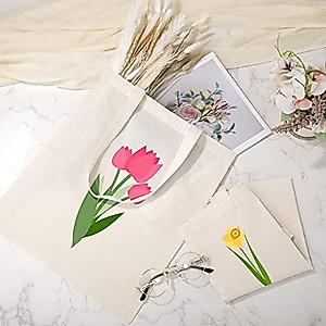 Mimorou 48 Pcs Canvas Tote Bags Bulk 13 x 15 Inch Plain Polyester Cotton Tote Bags with Handles Blank Reusable Grocery Shopping Bags for Sublimation Crafting DIY Projects Personalize