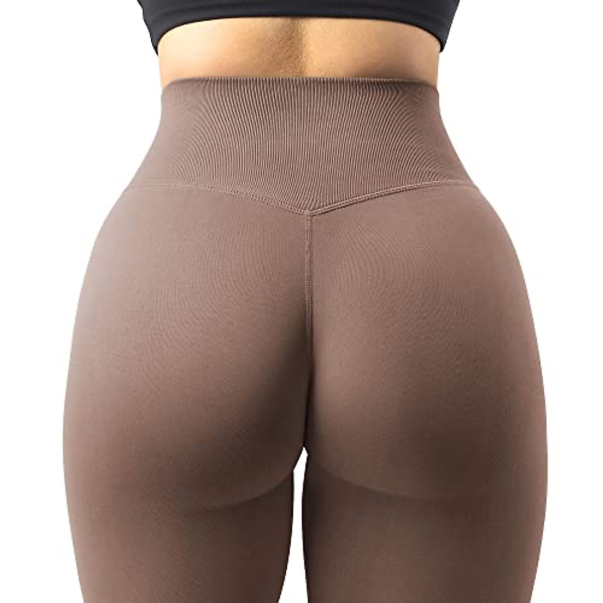 MOSHENGQI Seamless Workout Leggings for Women Butt Lifting High Waisted Tummy Control Yoga Pants(M,00-Coffee)