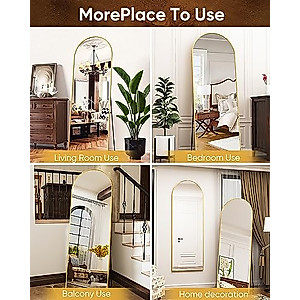 Antok Full Length Mirror, 65"x22" Floor Mirror Freestanding, Full Body Floor Standing Mirror with Stand for Bedroom, Hanging Mounted for Living Room Cloakroom, Gold