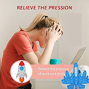 3PACK Creative Design Push Bubble Pop Fidget Sensory Airplane Toy,Push Its Toys for Boys,Adults&Kids,Pressure Bubble Silicone Game Gift Special Need Kid Teen Adult Friend(Aircraft+Rocket)