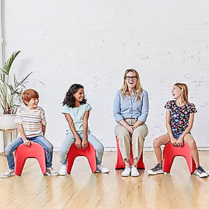 ECR4Kids Wave Seat, 14in - 15.1in Seat Height, Perch Stool, Red, 2-Pack