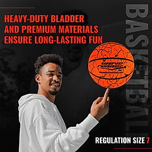Wave Runner Glow in The Dark Basketball -Official Size 7 Light Up Toys for Night Ball Games, Regulation Size, Tap Activated - Ideal Glow Basketball Gifts and Toy Basketball (Orange w/Cracks)