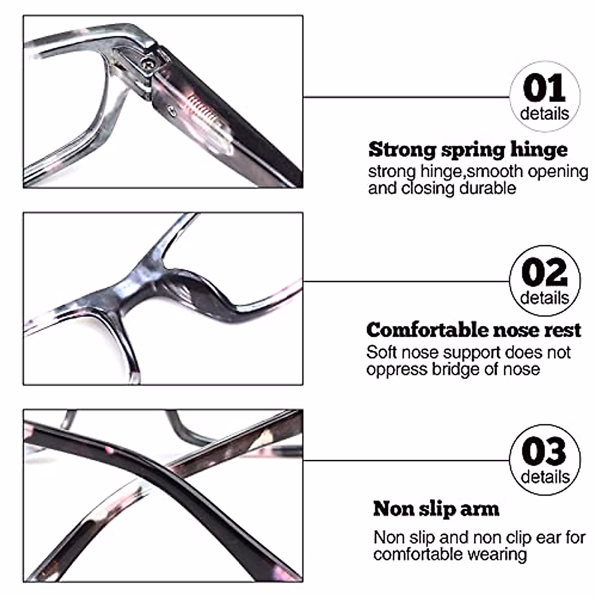 VIDEBLA 5 Pack Computer Reading Glasses Men and Women Anti Eyestrain Blue Light Blocking Glasses for Reading (5 Mix-2, 2.50)