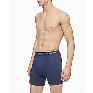 Calvin Klein Men's Cotton Stretch 3-Pack Boxer Brief, Black, Blue Shadow, Cobalt Water, M