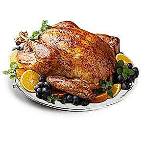 14 In Stainless Steel Roasting Pan, Stainless Steel Heavy Duty Kitchenware Round Roaster Pan Large XLarge Big Green Egg Drip Pan for Turkey Baking,Roast Chicken,Brushed Surface & Dishwasher Safe