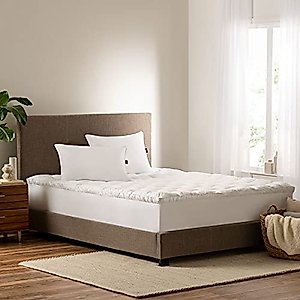SERTA Down Illusion Soft Hypoallergenic 2 inch Pillowtop Simple Fit Mattress Topper, King, White