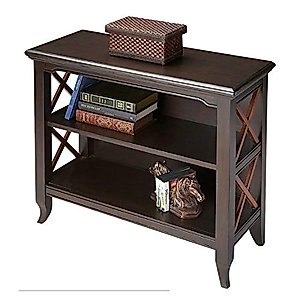 BOWERY HILL Transitional Wood Cherry 2 Shelf Low Bookcase in