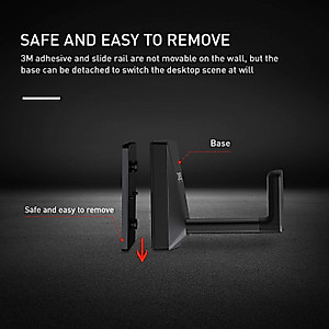 havit PC Gaming Headset Headphone Stand Holder Hanger Hook 2 in 1 Headphones Stand Aluminum Pole Solid Base Rubber Anti-Slip for Desk Wall Desk Compatible All Headphone