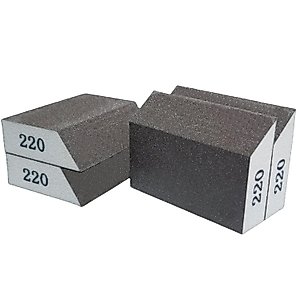 4 Pack 220 Grit Single Angle Sponge Sanding Block, Washable and Reusable Sanderpaper Hand Sanding Sponge for Wood Drywall Metal Home Sanding