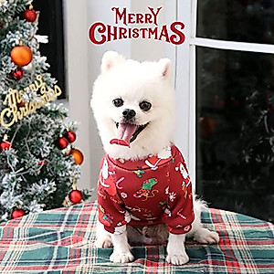 Aimondow Pet Dog Christmas Clothes Costume, Xmas Holiday Santa Warm Soft Puppy Sweater, Christmas Party Cosplay Costumes for Small Medium Dogs and Cats (Printed, Medium)