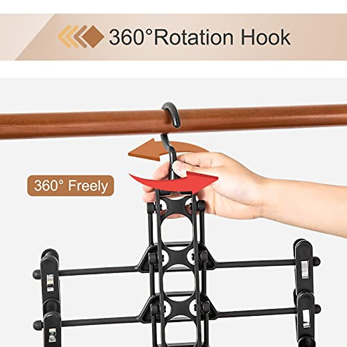 2 Packs Pant Skirt Hangers with Clips, DILIBRA 6 Layers Plastic Space Saving Pants Rack Cloth Hangers, Foldable Closet Storage Organizer for Pants Jeans Slack Trousers Skirts Scarf Towels