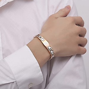 LinnaLove Flying Fish Medical Alert Bracelets for Men Women Rose Gold Stainless steel medical bracelets with Free Customizable engraving & length