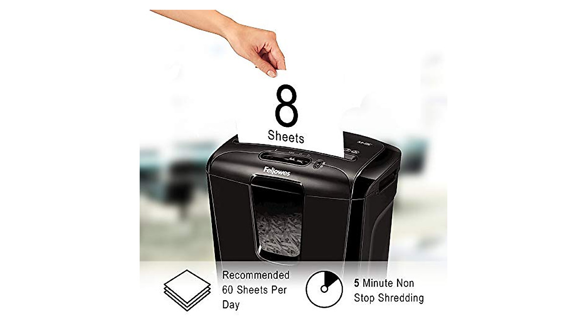 Fellowes Powershred M-8C Cross Cut Personal Shredder for Home & Office