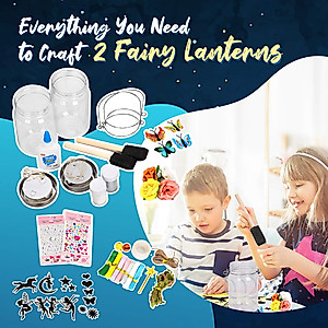 STICKY LIL FINGERS Fairy Jar Night Light Kit - Make Your Own Lanterns Set - Fairy Lantern Craft Kit for Girls - Fairy Night Light - Fairy Jar Kit - Gift Craft Fairy - Fairy Potions Craft Kit