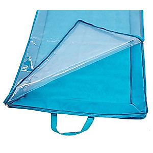 Amelitory Underbed Storage Bag Bedding Container Zippered Comforter Organizer Large Capacity Fabric Lake Blue