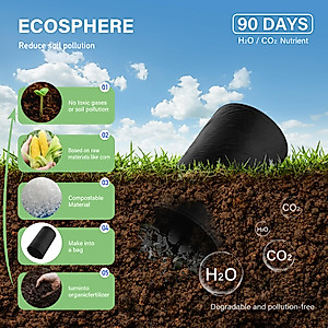 Envfender 5 Gallon Compostable Toilet Bags 100% Compost Toilet Liners Extra Thick 0.86 Mils Toilet Replacement Bags for Bathroom Camping Travel Outdoors ASTM D6400 BPI Certified 45 Couts Black