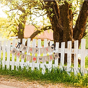Mandala Crafts Happy Halloween Banner - Halloween Garland Decorations for Party Indoor Outdoor Office Mantle Fireplace Classroom by Happy Halloween Burlap Banner