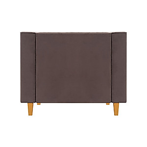 Naomi Home Audrey Velvet Accent Chair for Living Room, Mid Century Chair Arms, Tufted Cushion, Solid Wooden Legs Reading Chairs for Bedroom Comfy - Espresso