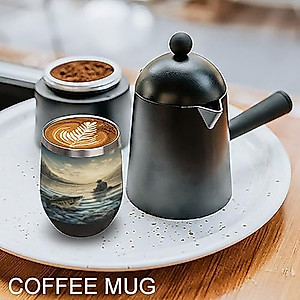 WYUSPGK 304 Stainless Steel Insulated Cup, Lake Fish Fishing Print Smooth Rim, Durable & Reusable - Perfect for Office, Home, And Travel