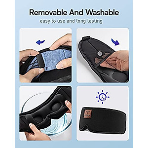 Sleep Headphones,Sleep Mask Bluetooth,Wireless Headphones for Sleeping,3D Light Blocking Music Eye Mask Bindfold Earbuds Cover with Adjustable Strap,Gifts for Men Women Insomnia Travel Nap Office