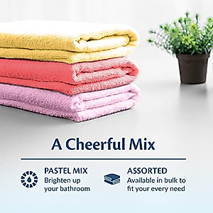 Groko Textiles Small and Lightweight Cotton Towels Assorted Pastel Mix 24 x 40 inches Towels (6)