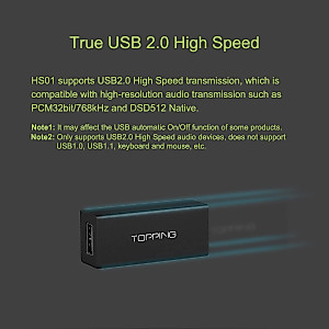 KGUSS Topping HS01 USB 2.0 High Speed Audio Isolator Compatible with PCM32bit 768kHz DSD512 withstands up to 1kVRMS